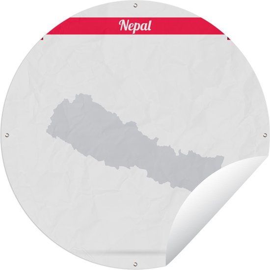 Tuincirkel tekening van grijze kaart van Nepal met rood lint - 150x150 ...