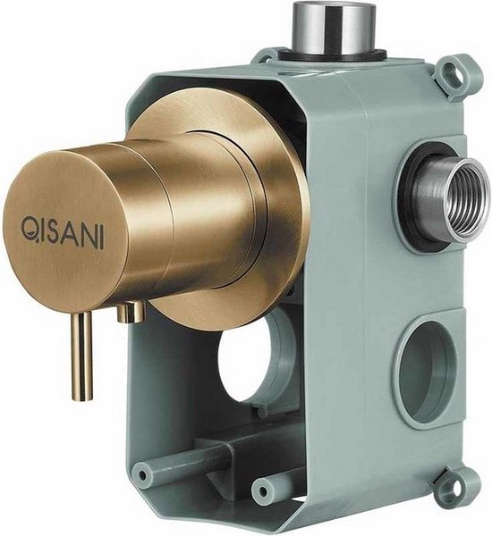 Qisani Flow thermostatische inbouwkraan 1-weg rond Gold / Goud | bol
