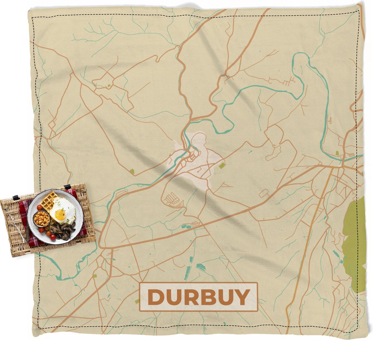 Picknickkleed - Buitenkleed - Vintage - Kaart - Durbuy - Plattegrond ...