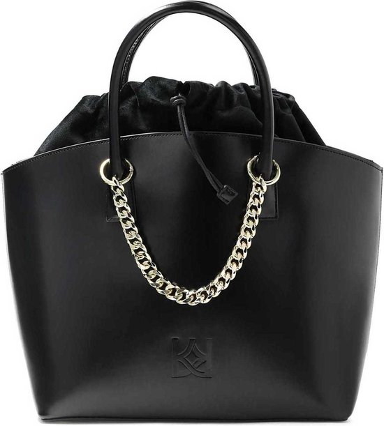 Elegante zwarte lederen damestas met uitneembaar inzetstuk | bol.com