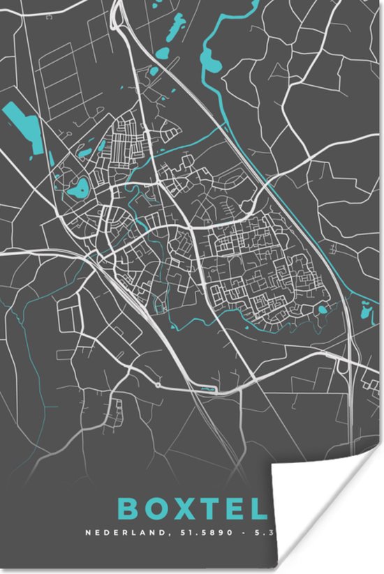 Poster Plattegrond - Boxtel - Kaart - Stadskaart - 60x90 cm | bol.com
