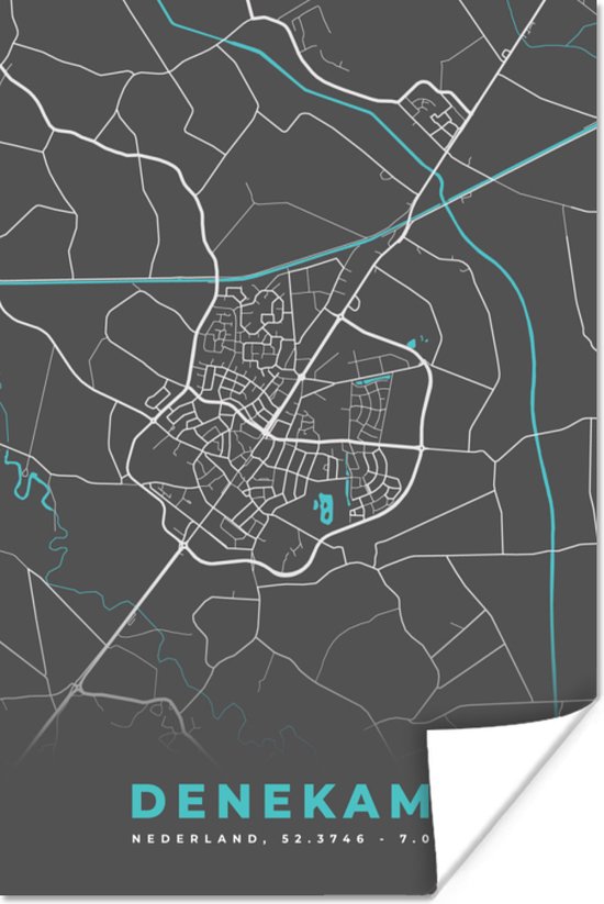 Poster Denekamp - Stadskaart - Kaart - Plattegrond - 120x180 cm XXL | bol