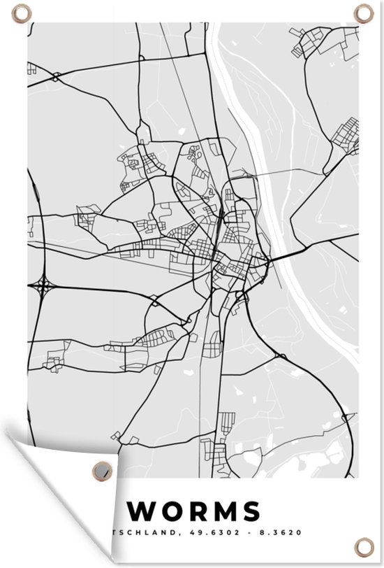 Muurdecoratie Plattegrond - Worms - Kaart - Stadskaart - Duitsland ...