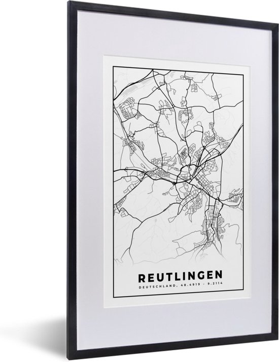 Fotolijst incl. Poster - Kaart - Reutlingen - Plattegrond - Stadskaart ...