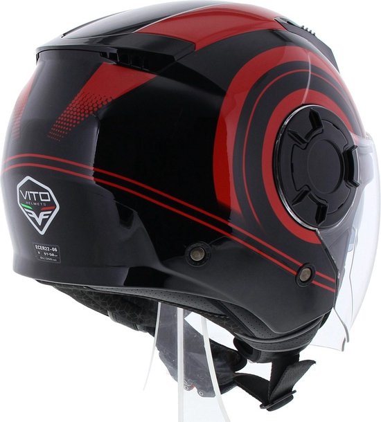 Vito Isola jethelm glans zwart rood M - Scooterhelm & Motorhelm | bol.com