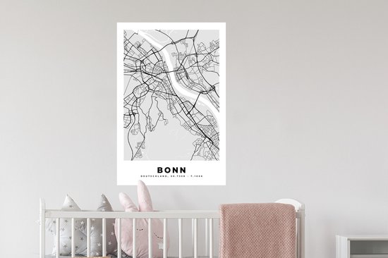 Muurstickers - Duitsland - Stadskaart - Plattegrond - Bonn - Kaart ...