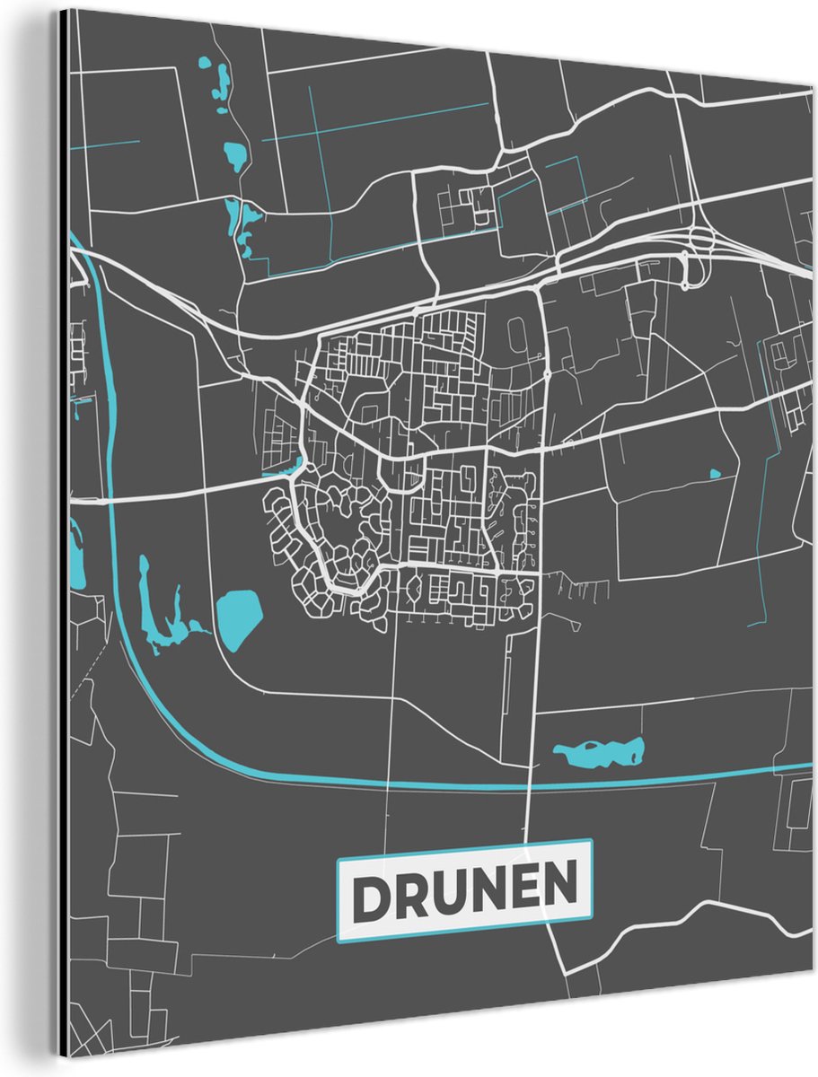 Wanddecoratie Metaal - Aluminium Schilderij - Plattegrond - Kaart ...