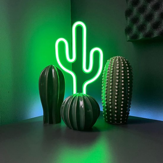 Neon LED Cactus Slaapkamerdecoratie Lamp - Veelzijdig en Duurzaam, USB ...