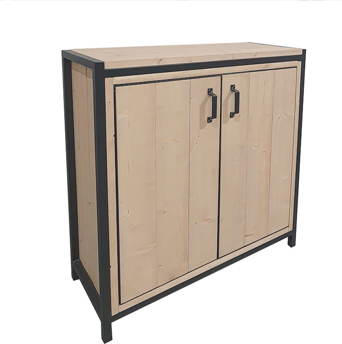 Industriële kast "Chester" - 90 x 40 x 100 cm - Hout en Staal ...