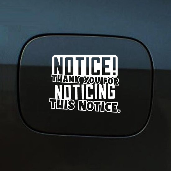 Bumpersticker - Thank You For Noticing This Notice - 14x11 - Wit | bol.com