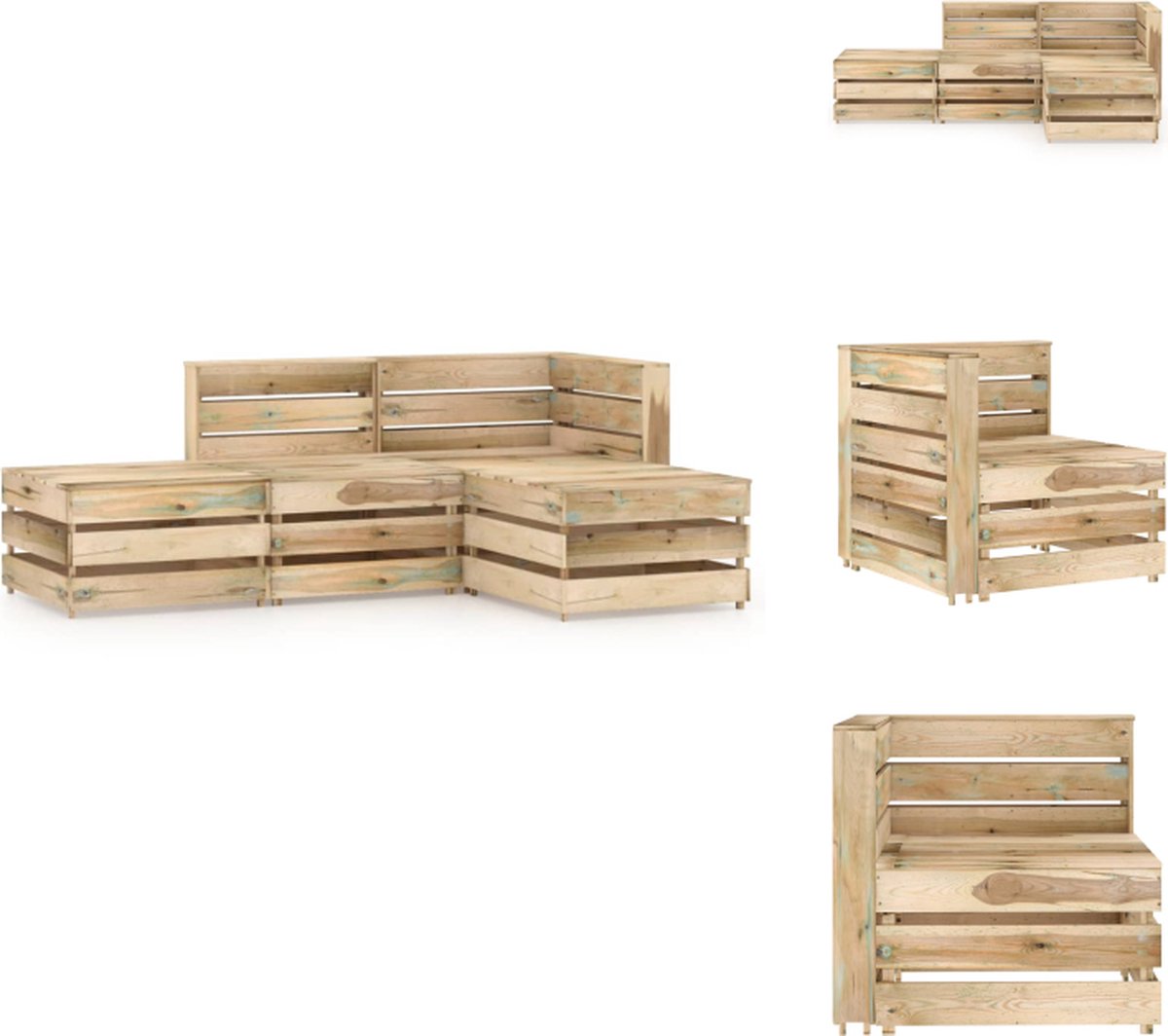 vidaXL Pallet Loungeset - Grenenhout - Hoekbank 69x70x66cm - Middenbank ...