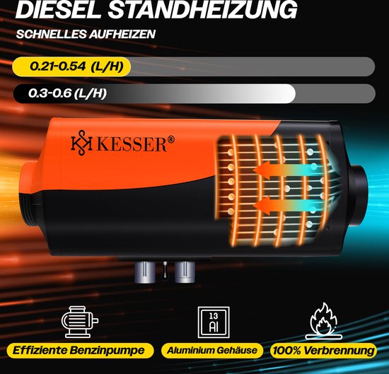 KESSER® Diesel Standkachel 12V / 24V Auto Verwarming 8KW met ...