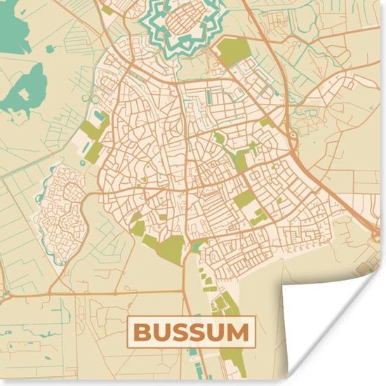 Poster Kaart - Bussum - Vintage - 75x75 cm | bol