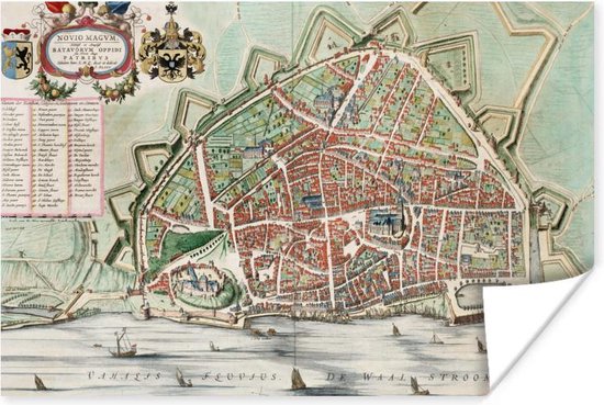 De oude en historische stadskaart van Nijmegen Poster - Plattegrond ...