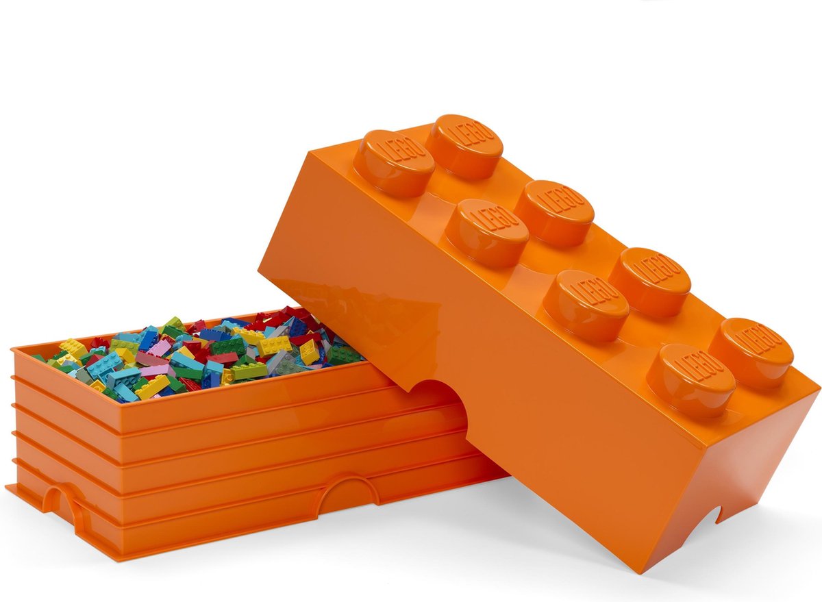 LEGO Brick 8 Opbergbox - Oranje - 12 L - 50x25x18 cm - Kunststof | bol.com