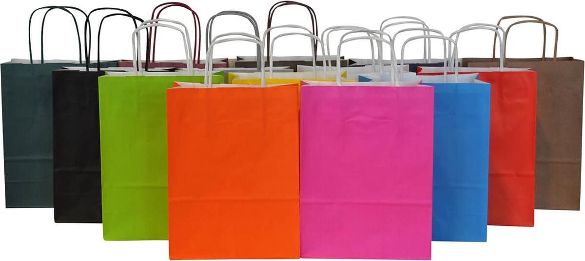 Papieren tasjes 50 stuks - Oranje - A5 18 x 18 x 8 - Cadeautasjes ...