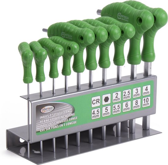Hofftech T-Greep Inbussleutel Set met Opbergrek - 2 t/m 10 mm. - 10 ...