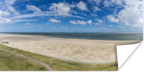 Panorama van een enorm zandstrand bij de Waddenzee Poster 80x40 cm ...