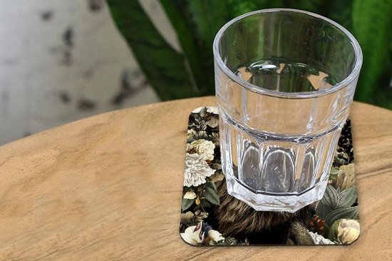 Onderzetters voor glazen - Leeuw - Bloemen - Blad - 10x10 cm ...