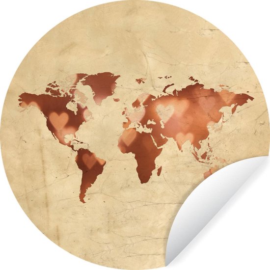 WallCircle - Muurstickers - Behangcirkel - Wereldkaart - Liefde - Kleuren - ⌀ 30 cm -... | bol