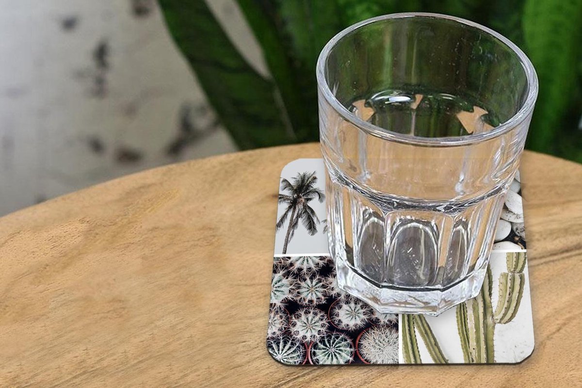 Onderzetters voor glazen - Tijger - Collage - Stenen - Wit - 10x10 cm ...