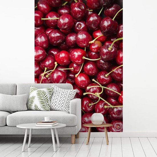 Behang - Fotobehang Kersen - Fruit - Rood - Breedte 160 cm x hoogte 240 ...