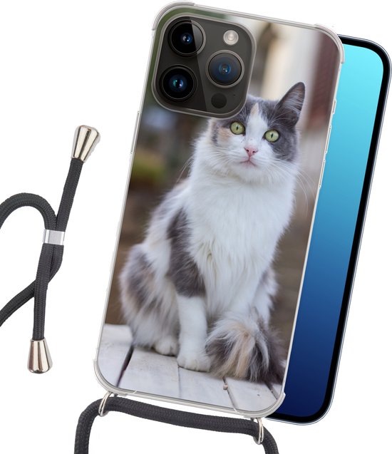 Geschikt voor Apple iPhone 14 Pro - Crossbody Case - Kat - Portret ...