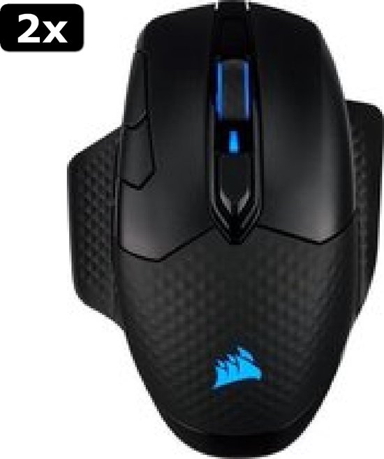 2x Corsair Dark Core RGB Pro Draadloze Gaming Muis - 18000 DPI - Zwart ...