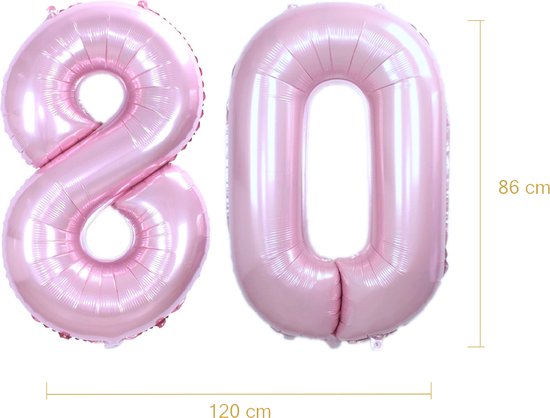 Ballon Cijfer 80 Jaar Roze Helium Ballonnen Verjaardag Versiering ...