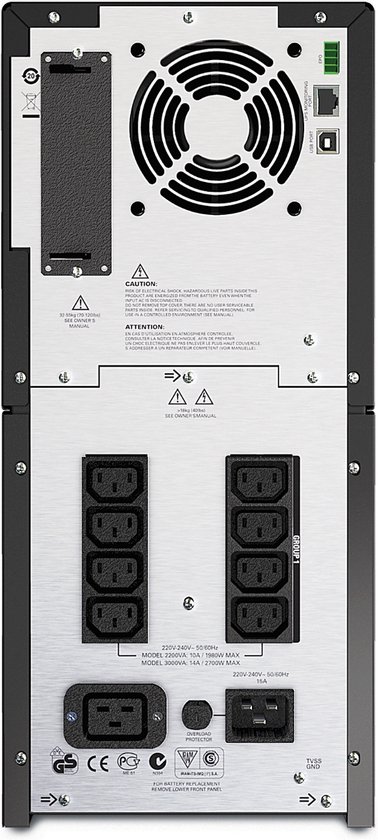 APC Smart-UPS SMT3000I - Noodstroomvoeding 8x C13, 1x C19, USB, 3000VA ...