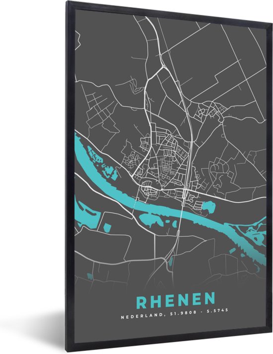 Fotolijst incl. Poster - Rhenen - Stadskaart - Plattegrond - Kaart ...