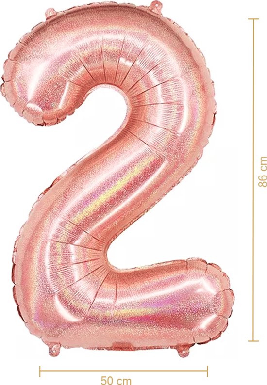 Ballon Cijfer 2 Jaar Rose Goud Helium Ballonnen Verjaardag Versiering ...