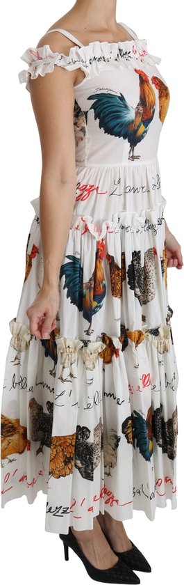 White Rooster Sheath Midi Cotton Dress | bol.com