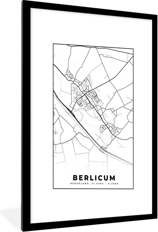 Fotolijst incl. Poster - Plattegrond - Berlicum - Kaart - Stadskaart ...