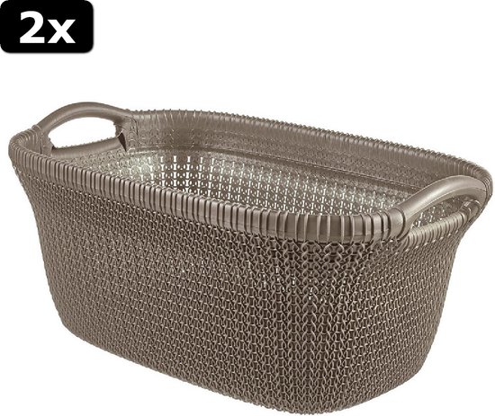 2x Curver wasmand Knit 40L harvest brown | bol.com