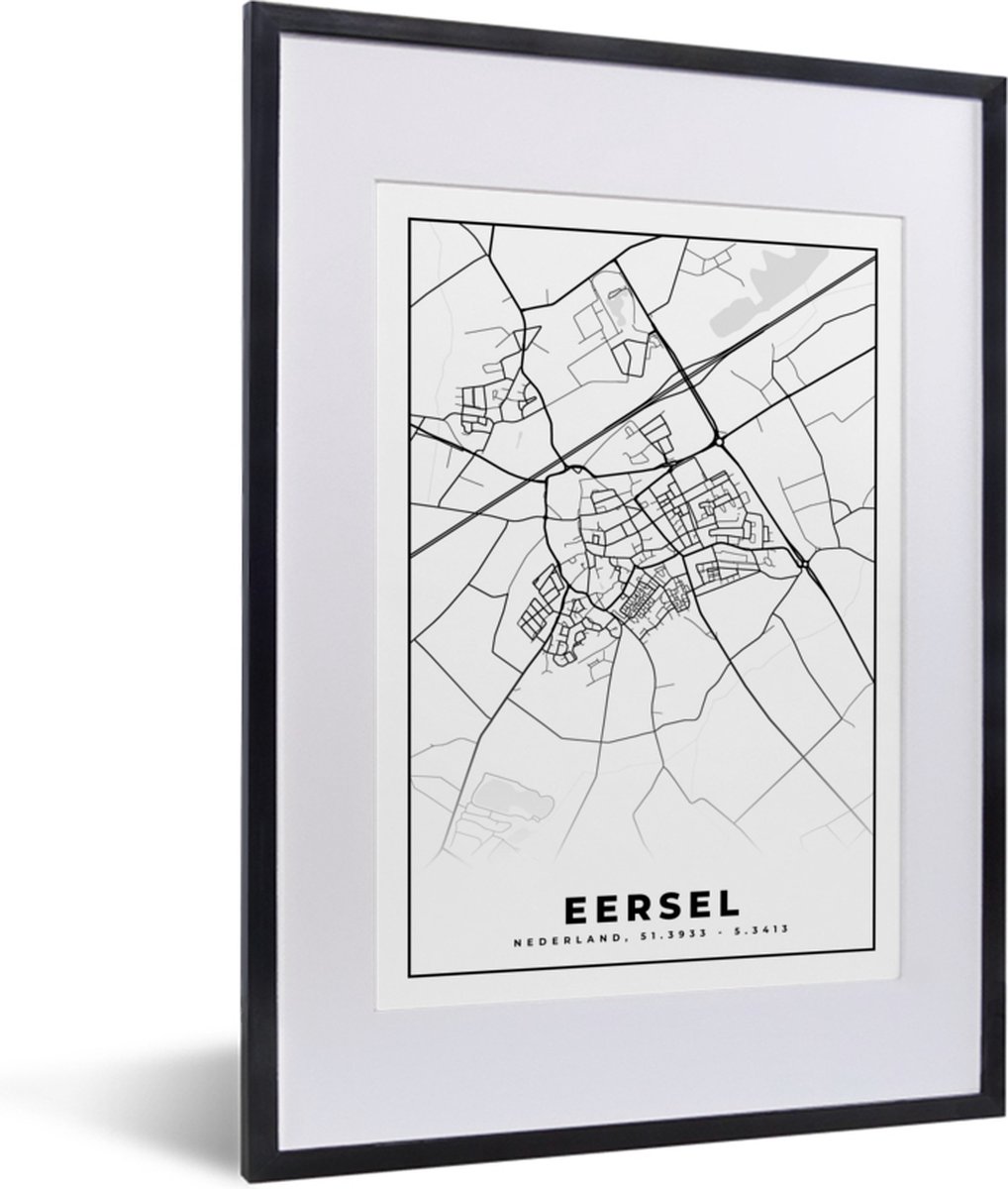 Fotolijst incl. Poster - Plattegrond - Eersel - Kaart - Stadskaart ...