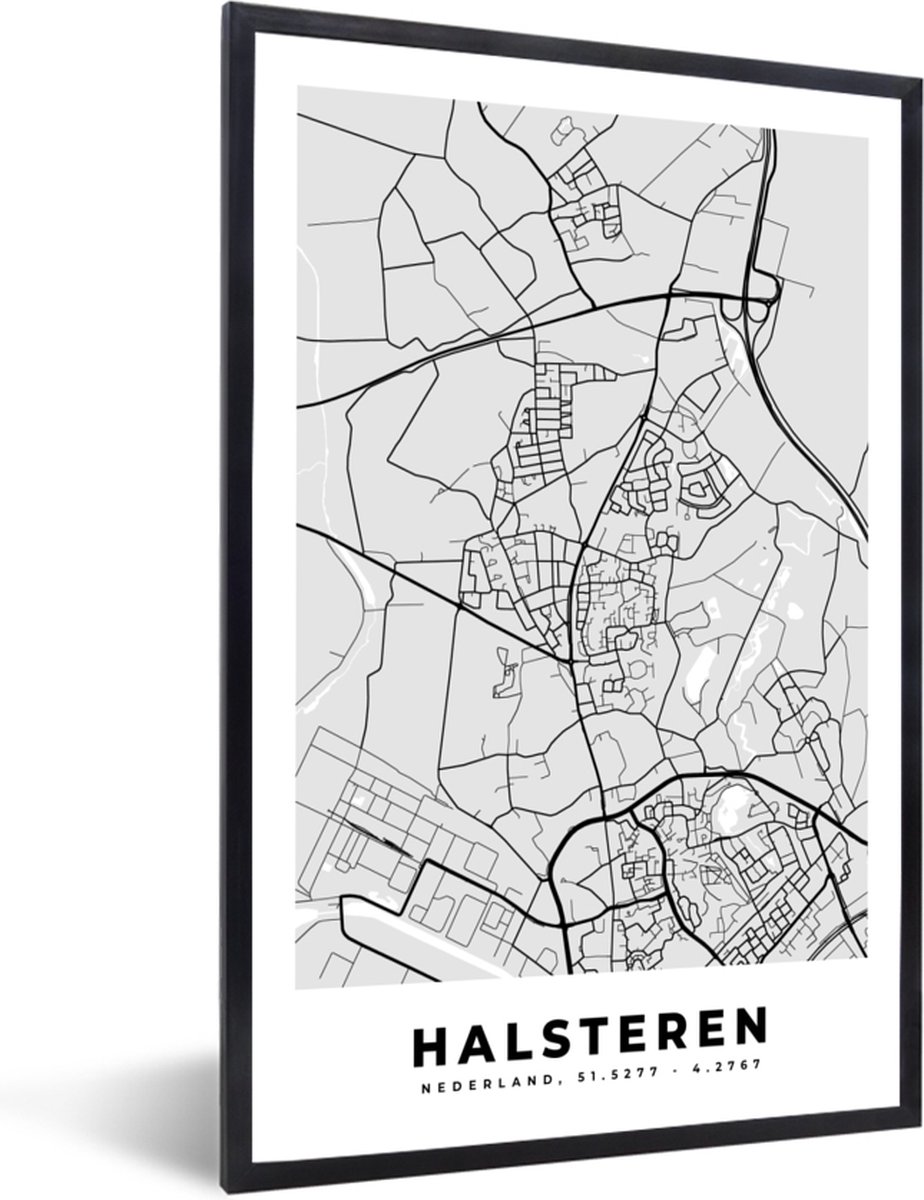 Fotolijst incl. Poster - Halsteren - Plattegrond - Kaart - Stadskaart ...