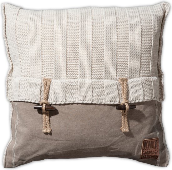Knit Factory 6x6 Rib Sierkussen - Beige - 50x50 cm - Kussenhoes ...
