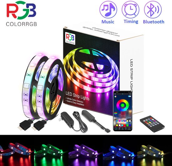 ColorRGB, 5M-30M Bluetooth LED Strip 5050IP20 RGB Strip LED Licht Flexibel Lint Streep... | bol.com