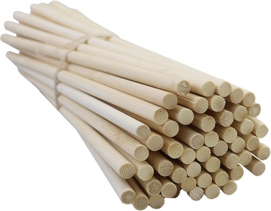 52x Houten Stokjes Rond 8mm x 30cm - Natuurlijk Hout voor Knutselen ...