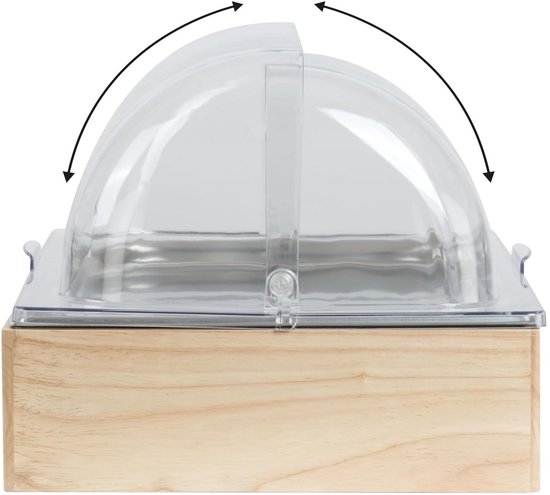GN 1/1 Koelserveerschaal met Houten Frame en Roldeksel | Buffet Schaal ...