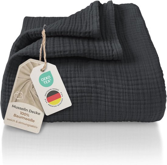 Jeté de Mousseline Doux 150 x 200 cm - 100% Katoen - Couverture ...
