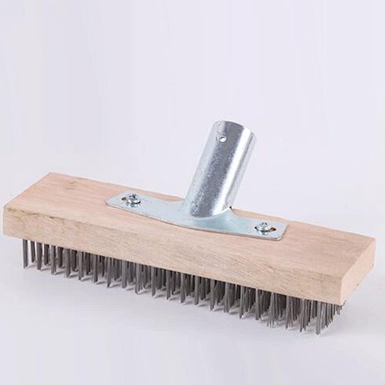Stalen schrobbezem 30cm - Robuuste metalen tuinbezem met steelhouder | bol