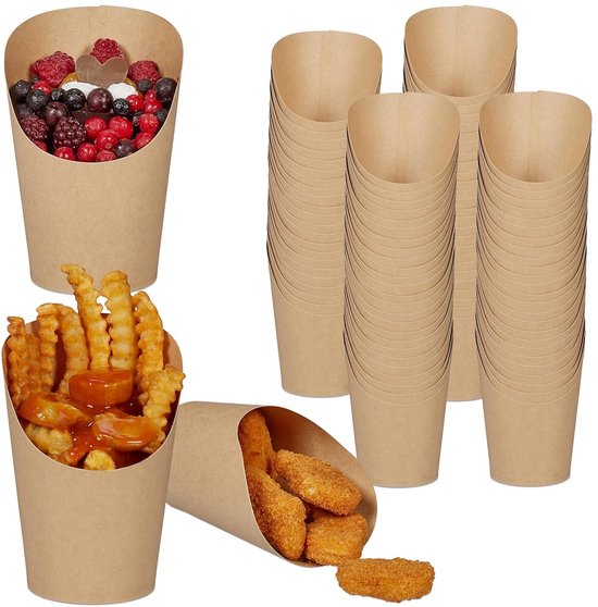 TRANKIELO® - Set van 100 ronde papieren frietbakjes - Ideaal voor ...