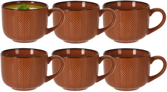 Siaki Soepkom Fishbone - 8x - terra - 12 x 9 cm - keramiek - kommetjes ...