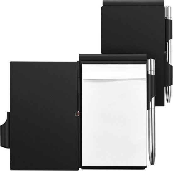 Set van 2 Metalen Notitieboekjes met Pen en Navulbaar Papier - Compact ...