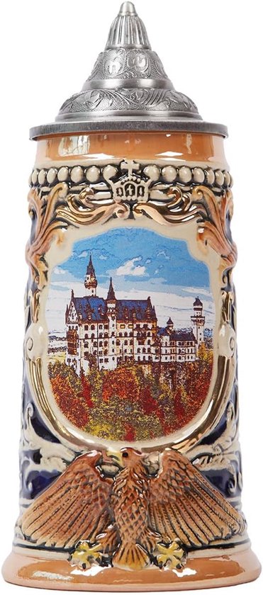 Bier Stein Mok met Deksel - Duitse Neuschwanstein Kasteel Tankard 0,7 ...