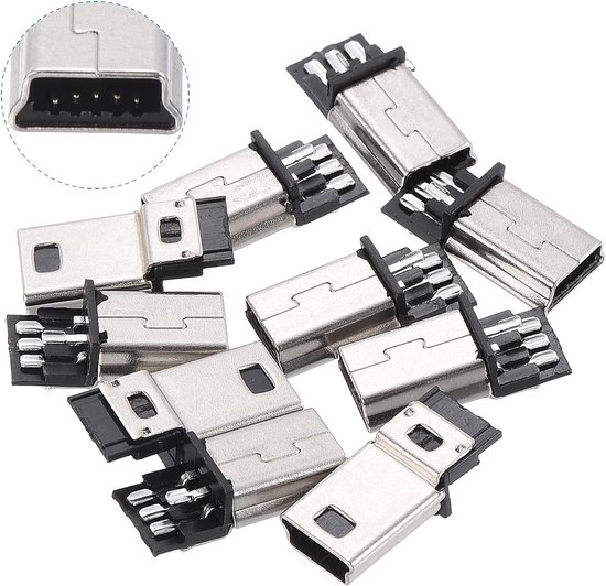 10x Mini USB Type B Stekkers 5-polig voor PCB Montage en Solderen ...