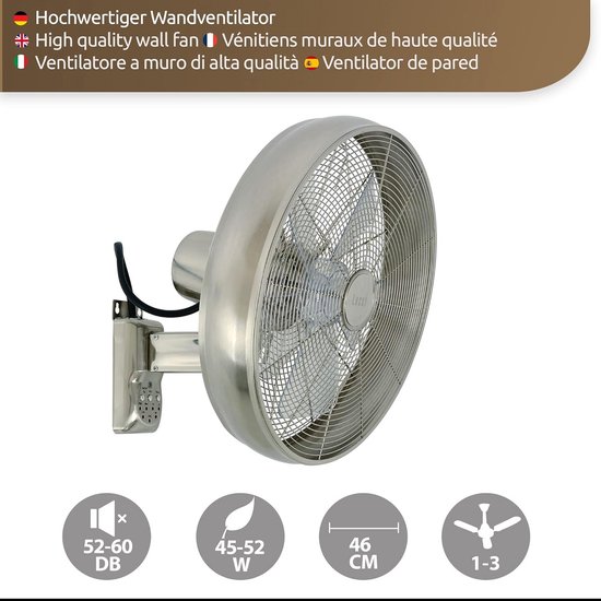 Krachtige Wandventilator met Afstandsbediening en Timerfunctie - Stil ...