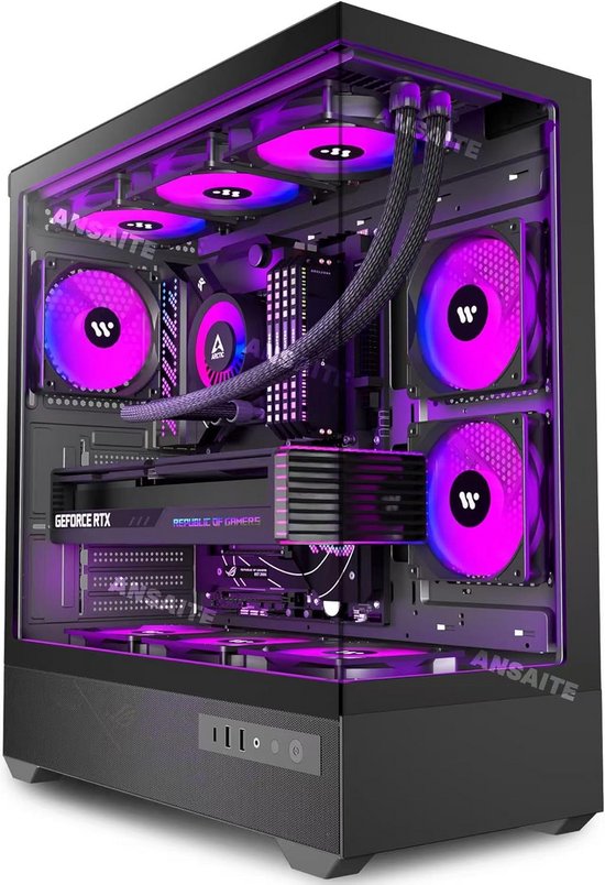 Gaming PC Behuizing Mid-Tower met 6x ARGB PWM Fans en Panoramisch ...